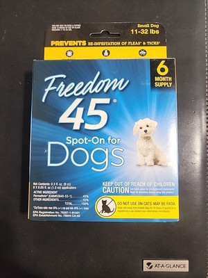 Freedom 45 Spot On Fleas & Ticks Control for Dog Small Medium 11-32 LBS ...