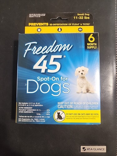 Freedom 45 Spot On Fleas & Ticks Control for Dog Small Medium 11-32 LBS ...
