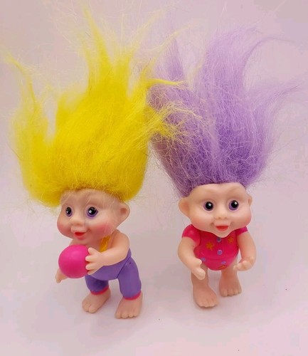 2 Baby Troll Dolls 1991 Applause - Movable Limbs - 3" Tall Rare Toys ...