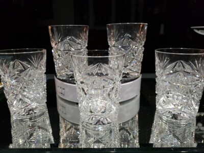 (5) Tumblers, American Brilliant period Cut Glass Crystal Signed Libbey ...