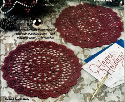 HOLIDAY Small Red Doilies/Doily/Crochet Pattern INSTRUCTIONS ONLY | eBay