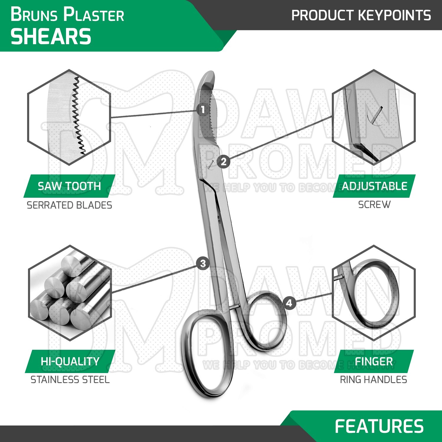 6 Pcs Bruns Esmarch Plaster Shears 9.5" Serrated Blade Cast Cutting ...