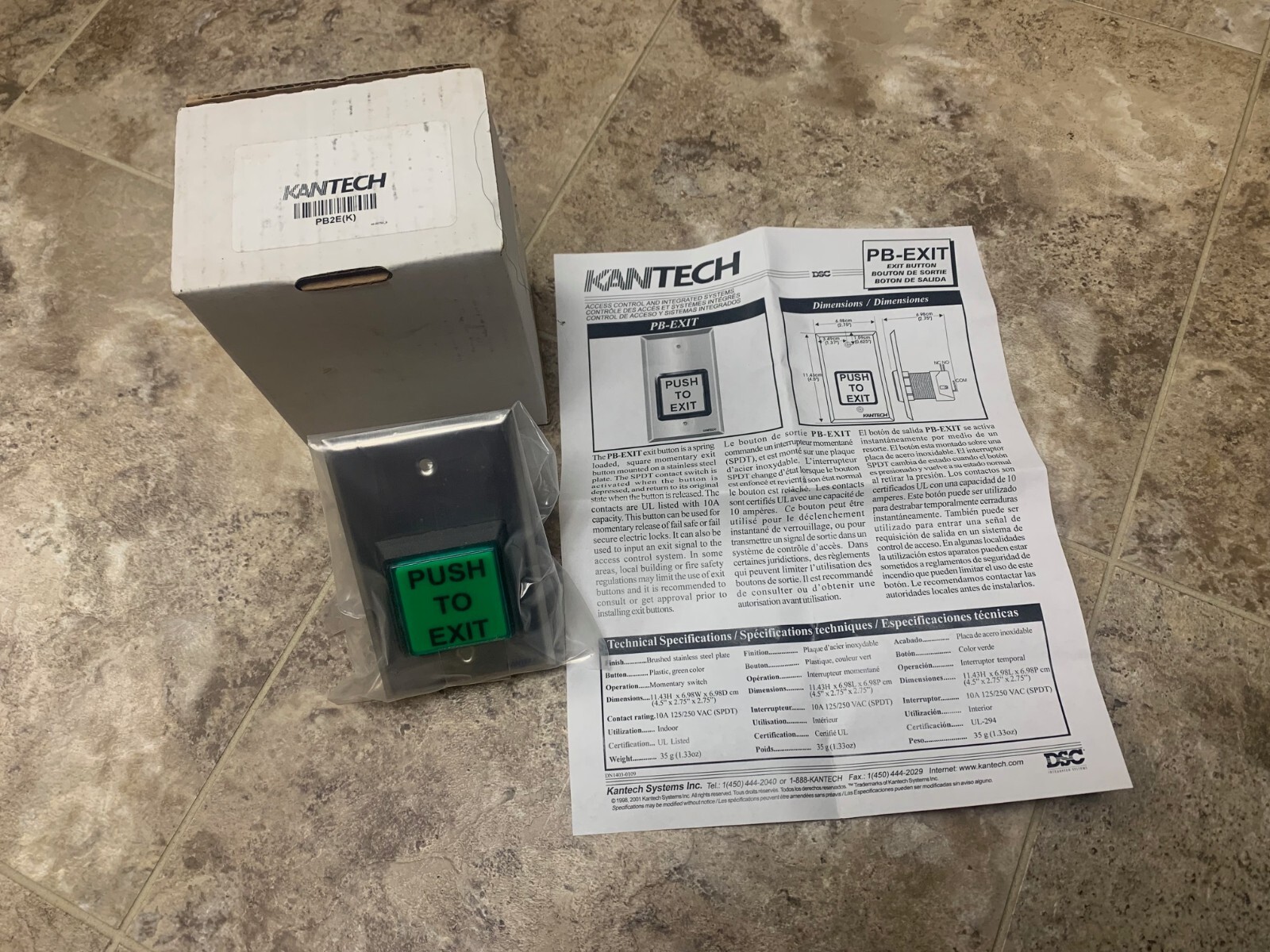 Kantech Pb2e (k) Pb-exit Push-button Green Exit Detector for sale ...