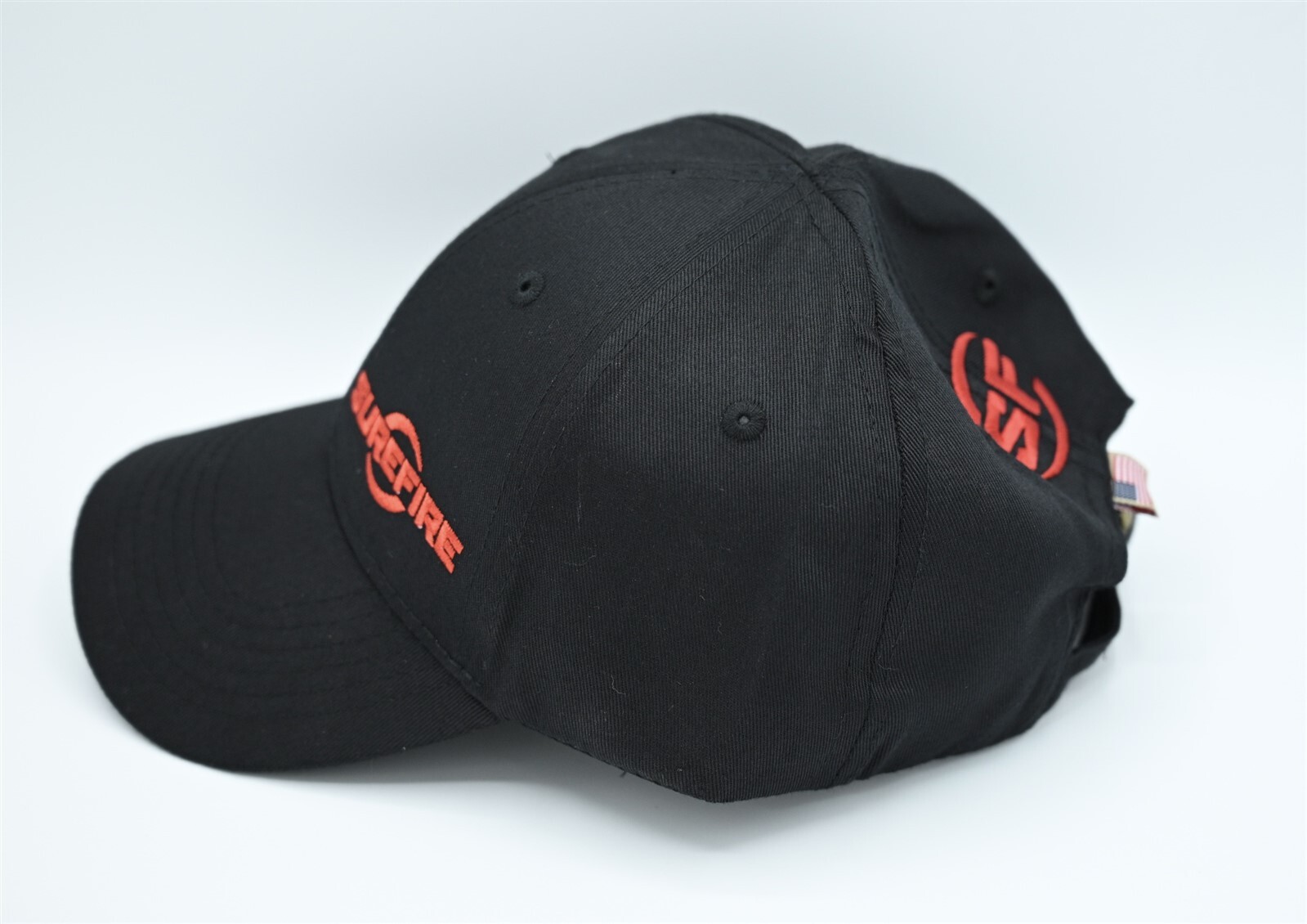 SUREFIRE LOGO HAT/BASEBALL CAP BLACK SUREFIRE "SF" LOGO/FLAG ON BACK ...