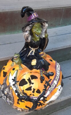 Halloween Display Tall Blue Sky Clayworks Witch Pumpkin Add a Light ...