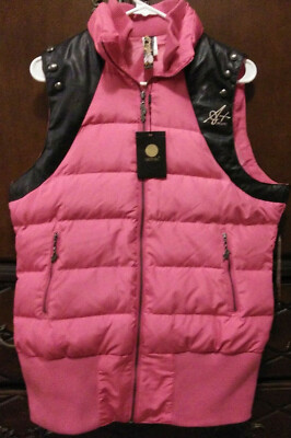 Women's Akademiks XXL Pink & Black Gemini Down Tunic Puffer Vest ...