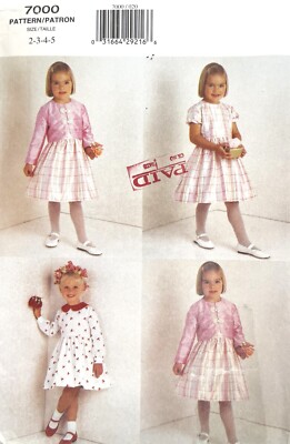 1990's VOGUE Children's Jacket,Dress Pattern 7000 Size 2-5 UNCUT | eBay