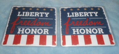 VFW Veterans of Foreign Wars Liberty Freedom Honor FLAG 4 Coaster Set ...