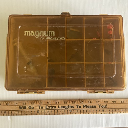 Vtg Plano Magnum Two Sided Amber Tackle Box Fishing Lures USA | eBay