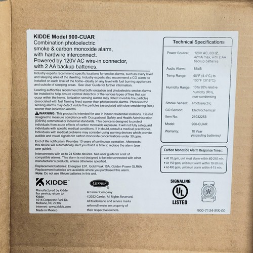 Kidde Code One Combo Alarm Smoke Wired 900-CUAR - White (21032251) for ...