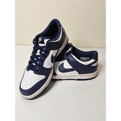 Nike Dunk Low GS White Navy Blue Youth Sneakers Shoes FB9109 116 US 7Y ...