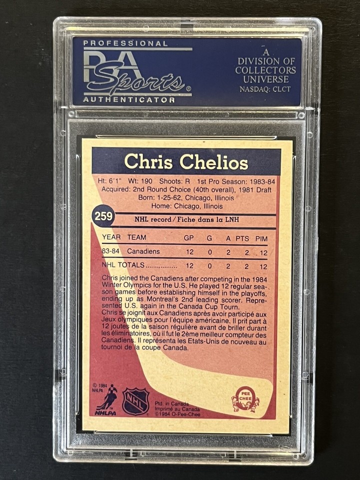 Chris Chelios Signed 1984 O-Pee-Chee Rookie Card #259 PSA/DNA Auto HOF ...