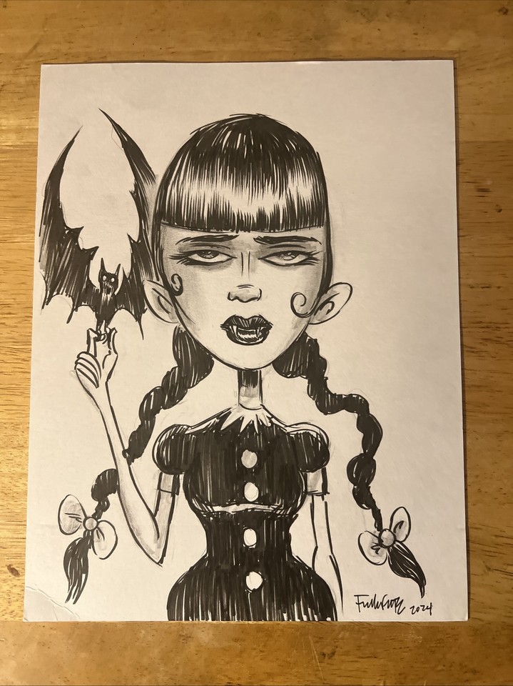 Sexy Wednesday Addams Addams Family Horror Original Art Drawing By ...