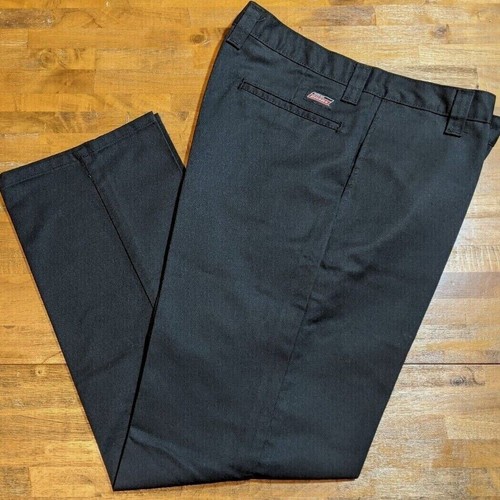 DICKIES REGULAR FIT FLAT FRONT WORK PANTS (Black) - Men's 34 X 30 EUC ...