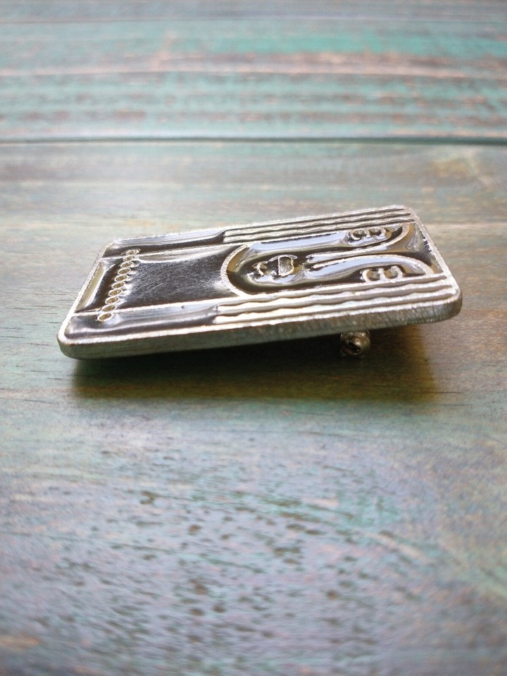 Vintage 1975 Pewter Charles Of the Ritz Black Enamel Brooch/Pin/Pendant ...