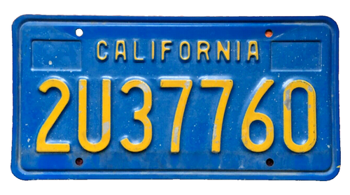 Vintage Blue / Yellow California License Plate 2 U 3 77 60 ?maybe ...