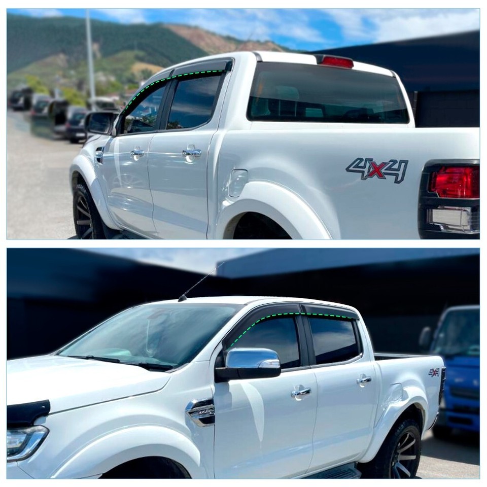 For Ford Ranger 2012-2022 D/Cab Tinted Wind Deflectors Limited Wildtrak ...