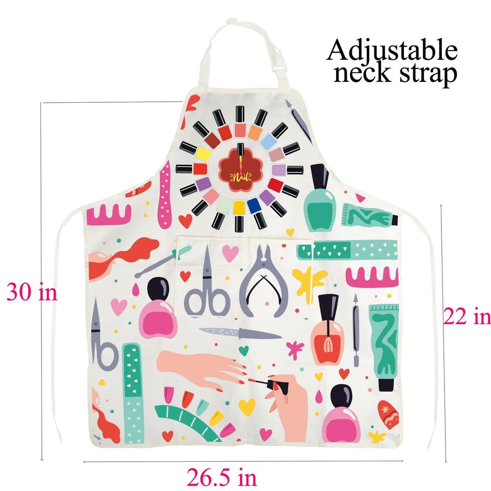 Nail Tech Apron With Pockets Waterproof Salon Smock Artist Technician ...