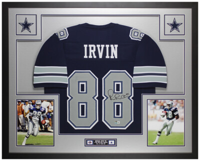 Michael Irvin Autographed and Framed Blue Dallas Jersey Auto Beckett ...