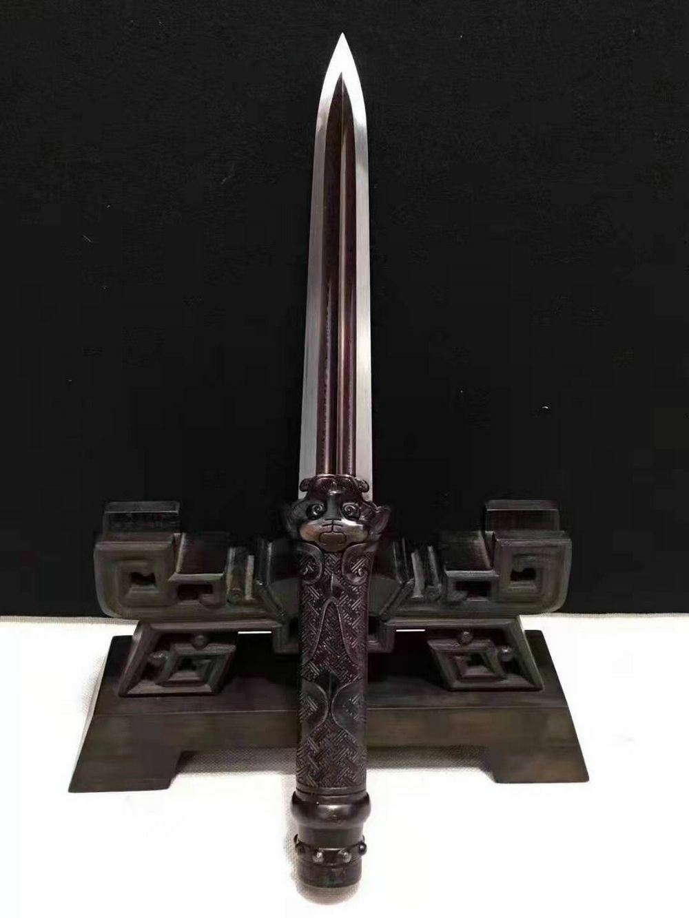 Handmade Chinese Kung Fu Sword Dagger Sharp Damascus Steel Blade Wushu ...