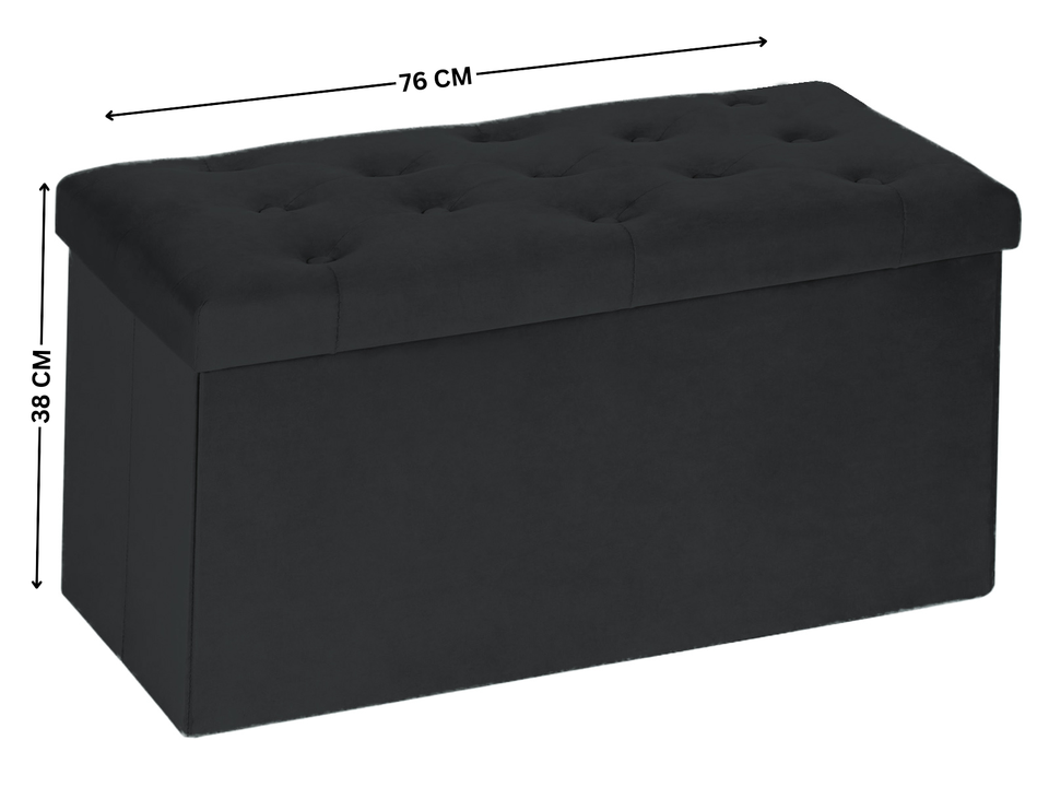 Foldable Velvet Storage Ottoman – Large Tufted Ottoman, Footstool ...