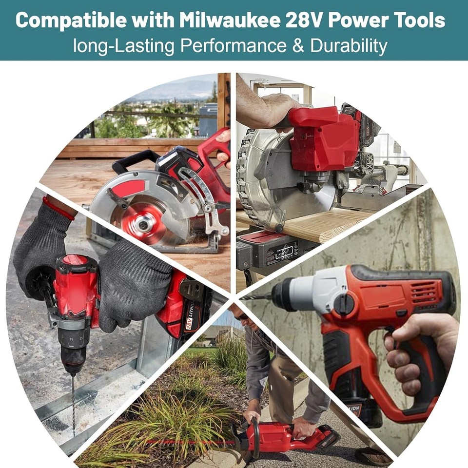 1/2pack 28V 6.0Ah Li-ion Battery For Milwaukee For M28 V28 48-11-2830 ...