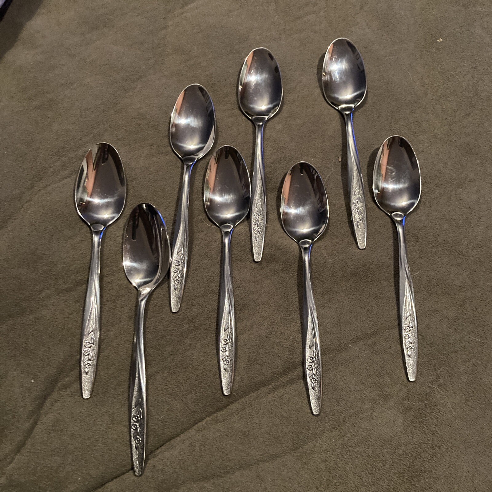 Vintage SUPERIOR STAINLESS USA Flatware RADIANT ROSE 8 teaspoons ...
