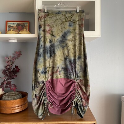 Colors Artwear Lagenlook Tie Dye Cotton Skirt Lantern Ruched Ties Sz 2 ...