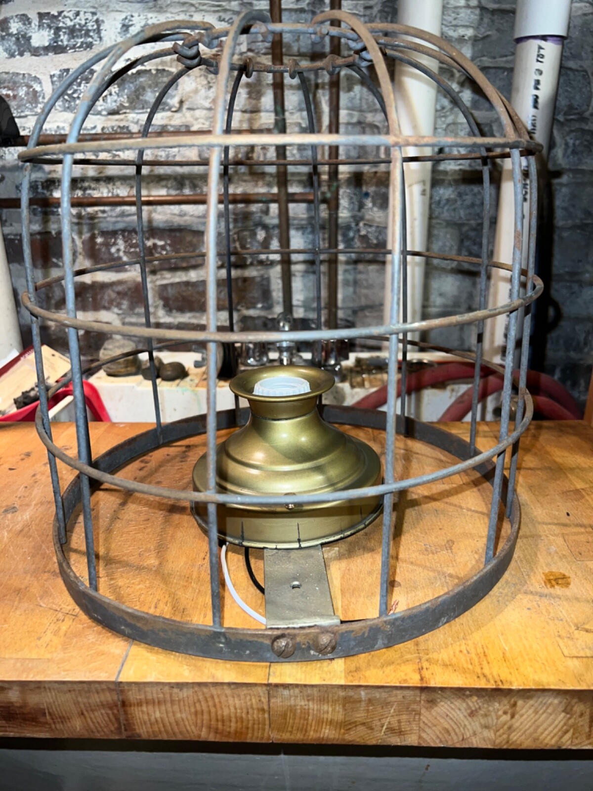 1920’s Antique Industrial Light Fixture Gymnasium Wire Cage steampunk ...