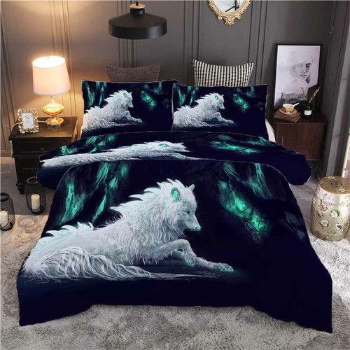 Beautiful Fox With White Fur 3D Quilt Duvet Doona Cover Set Pillow case ...