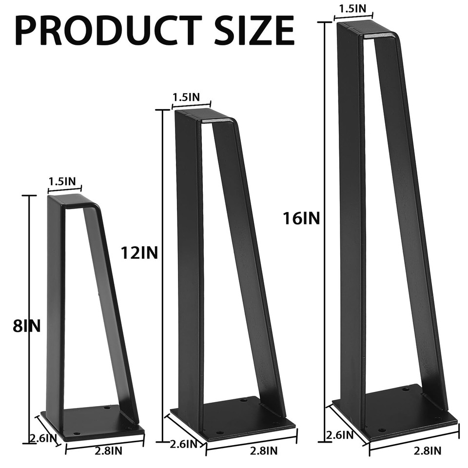 8 inch Metal Bench Legs Triangle-Shape Furniture Legs Solid Steel Table ...
