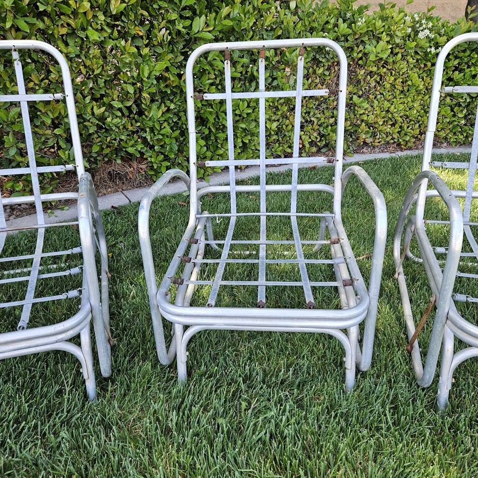 Lot 4 Vintage MCM Glider Chair Aluminum Lawnlite Club Patio Outdoor Set ...