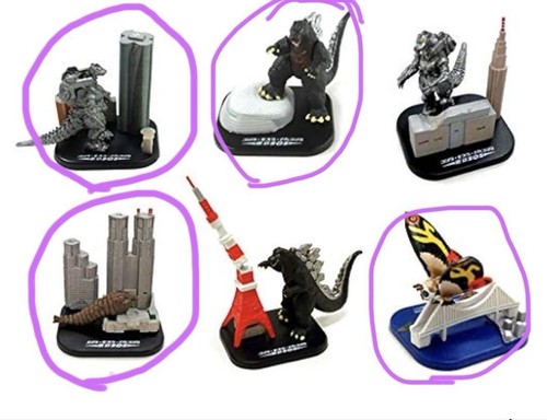Set di 6 minifigure Godzilla con bonus ramen, punti di riferimento di ...