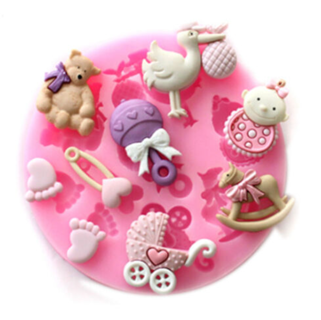Baby shower Feet Silicone Fondant Icing Mould Chocolate Cake Sugar ...