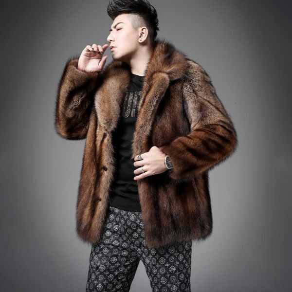 Winter Mink Coat Men's Mink Fishing Mink Fur Collar Plus Thick Warm Fur ...