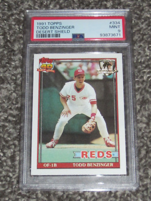 1991 Topps Desert Shield Baseball #334 Todd Benzinger PSA 9 Mint Just ...