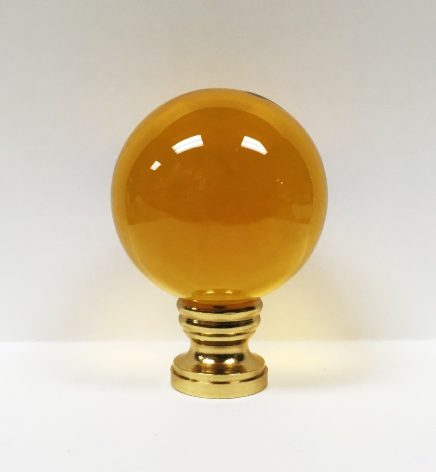 Lamp Finial-LARGE GLASS ORB in 10 Colors-Brass Base, 3 Finishes AB,CH ...