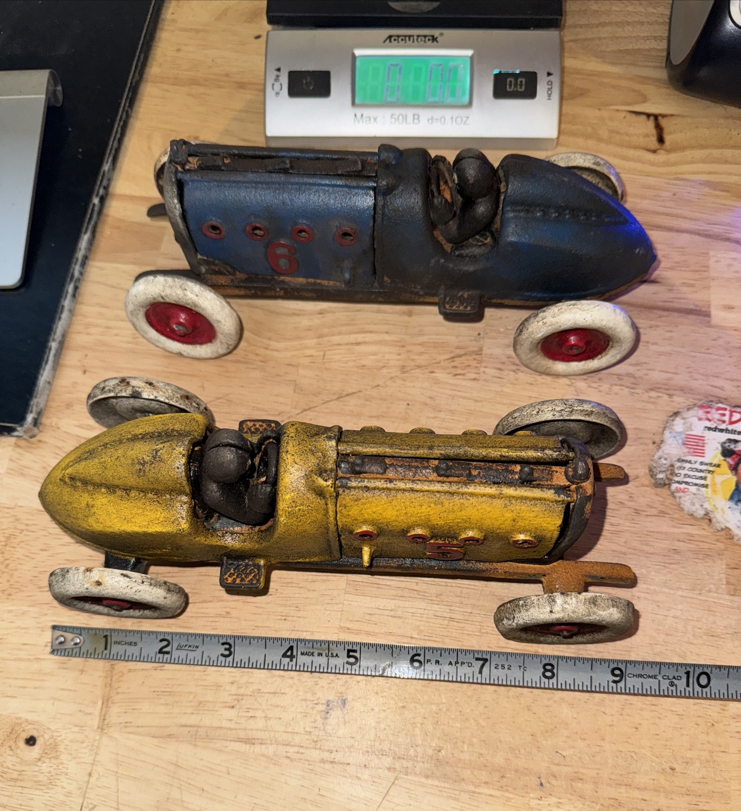 Race Car Set x2 Cast Iron Patina NASCAR Formula Indy 500 Collector ...