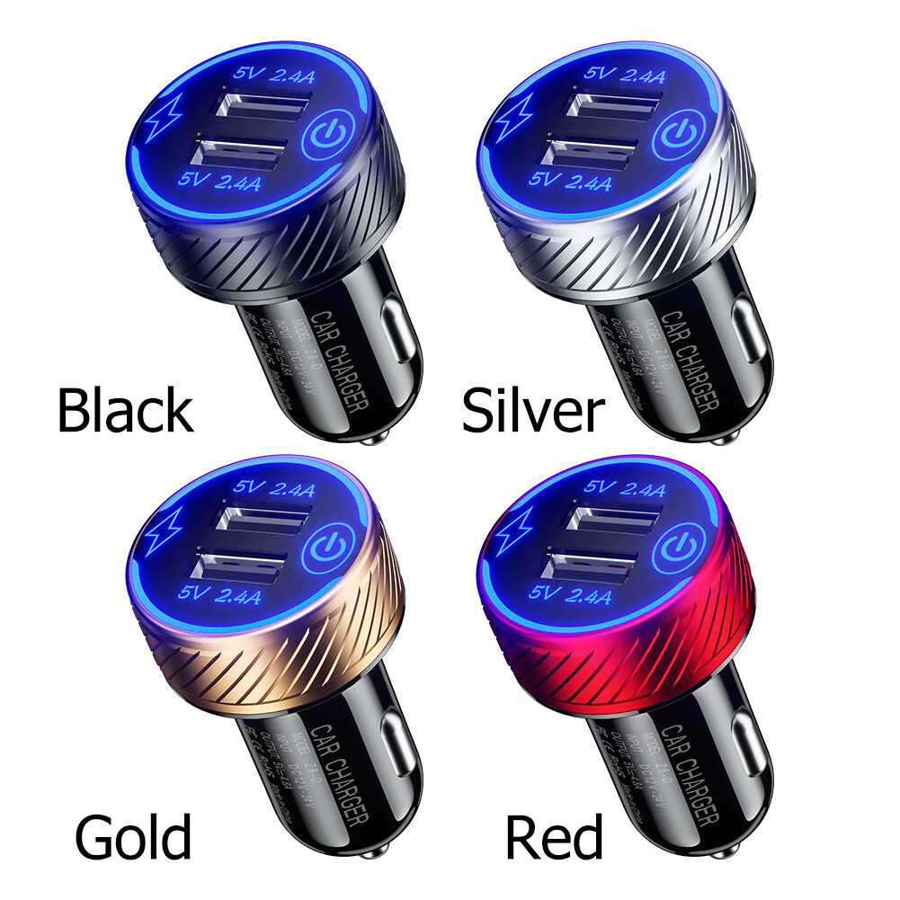 Dual USB Car Mobile Phone Charger with LED Touch Switch 4.8A Car ...