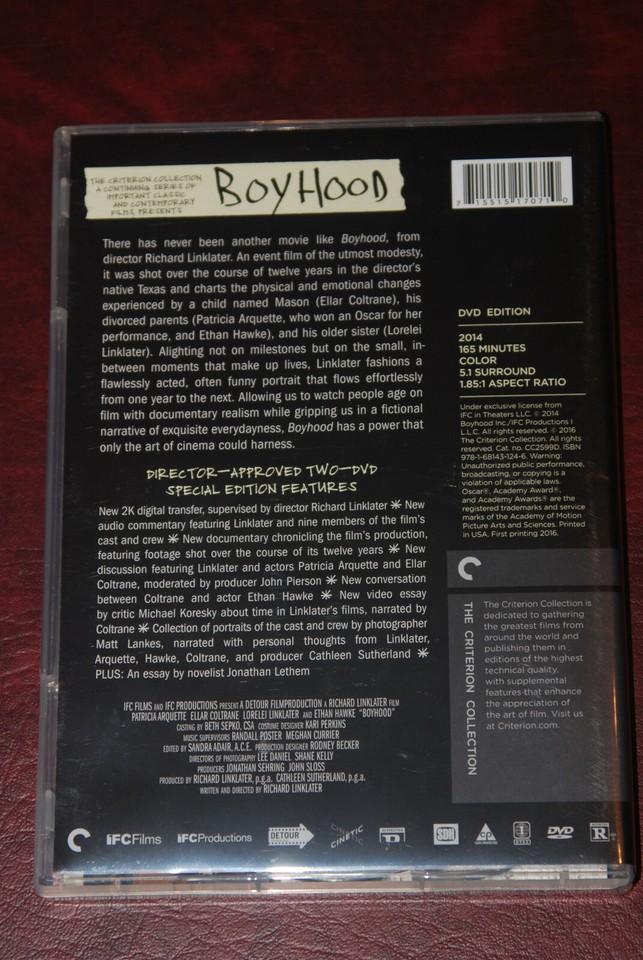 The Criterion Collection 839 Boyhood Boy hood DVD, 2016 First Printing ...