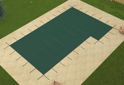 Loop Loc Green Mesh Rectangle Swimming Pool Safety Covers w/ Left Flush ...
