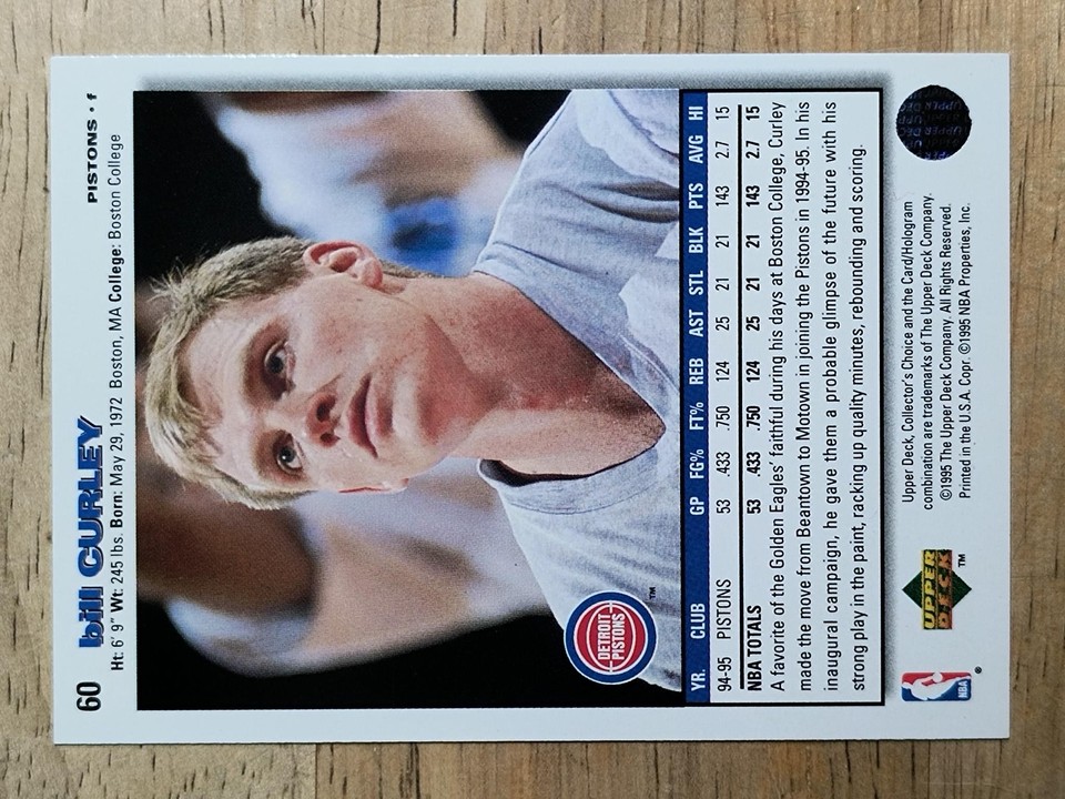 1995-96 Collector's Choice #60 Bill Curley | eBay
