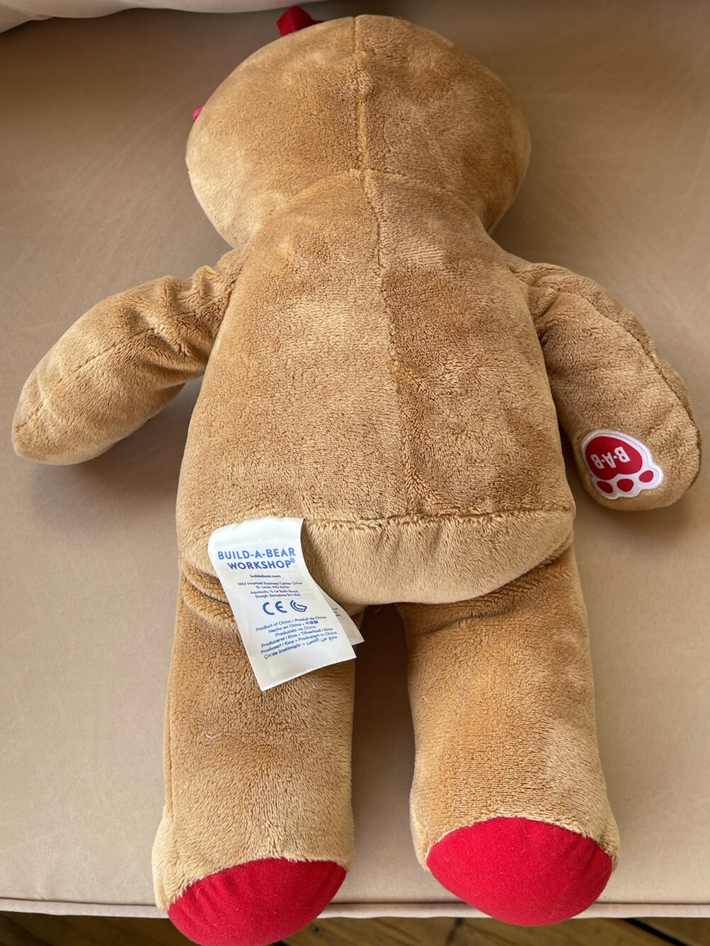 Build A Bear Gingerbread Girl Plush Holiday Red Bow Doll Hearts ...