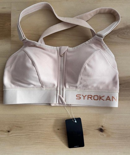 SYROKAN Beige High Impact Zip Front Adjustable Racerback Padded Women ...