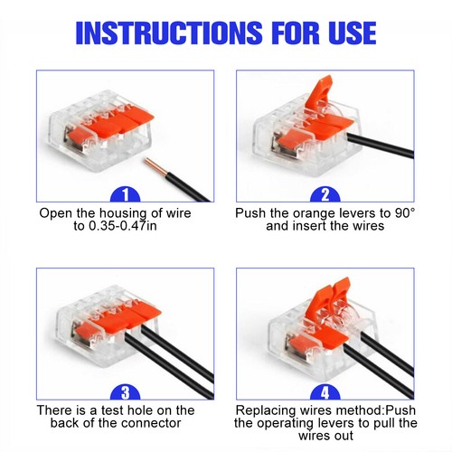 75PCS Reusable 221 Series Connectors Electrical Wire Terminals Cable ...