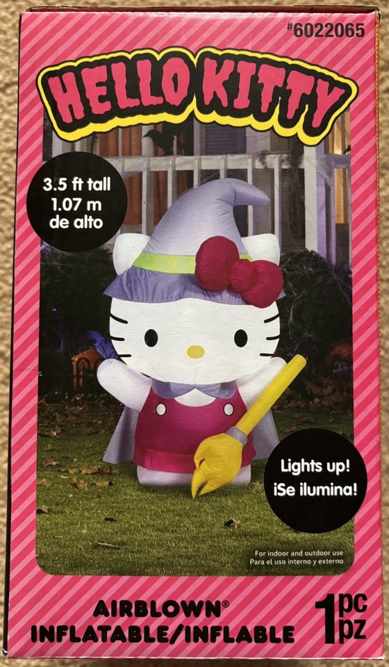 Hello Kitty Halloween Light Up Airblown Inflatable Witch w/ Broom 3.5 ...