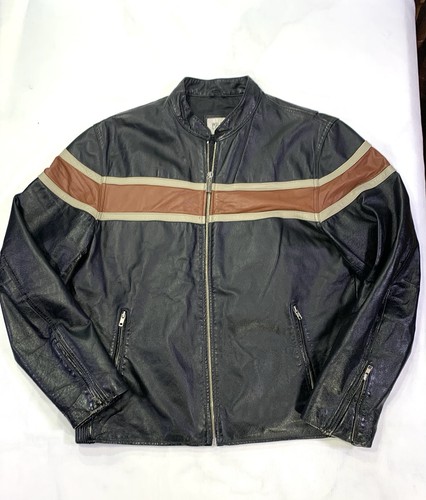 Wilson Leather M. Julian Cafe Racer Striped Motorcycle Jacket Men’s Sz ...