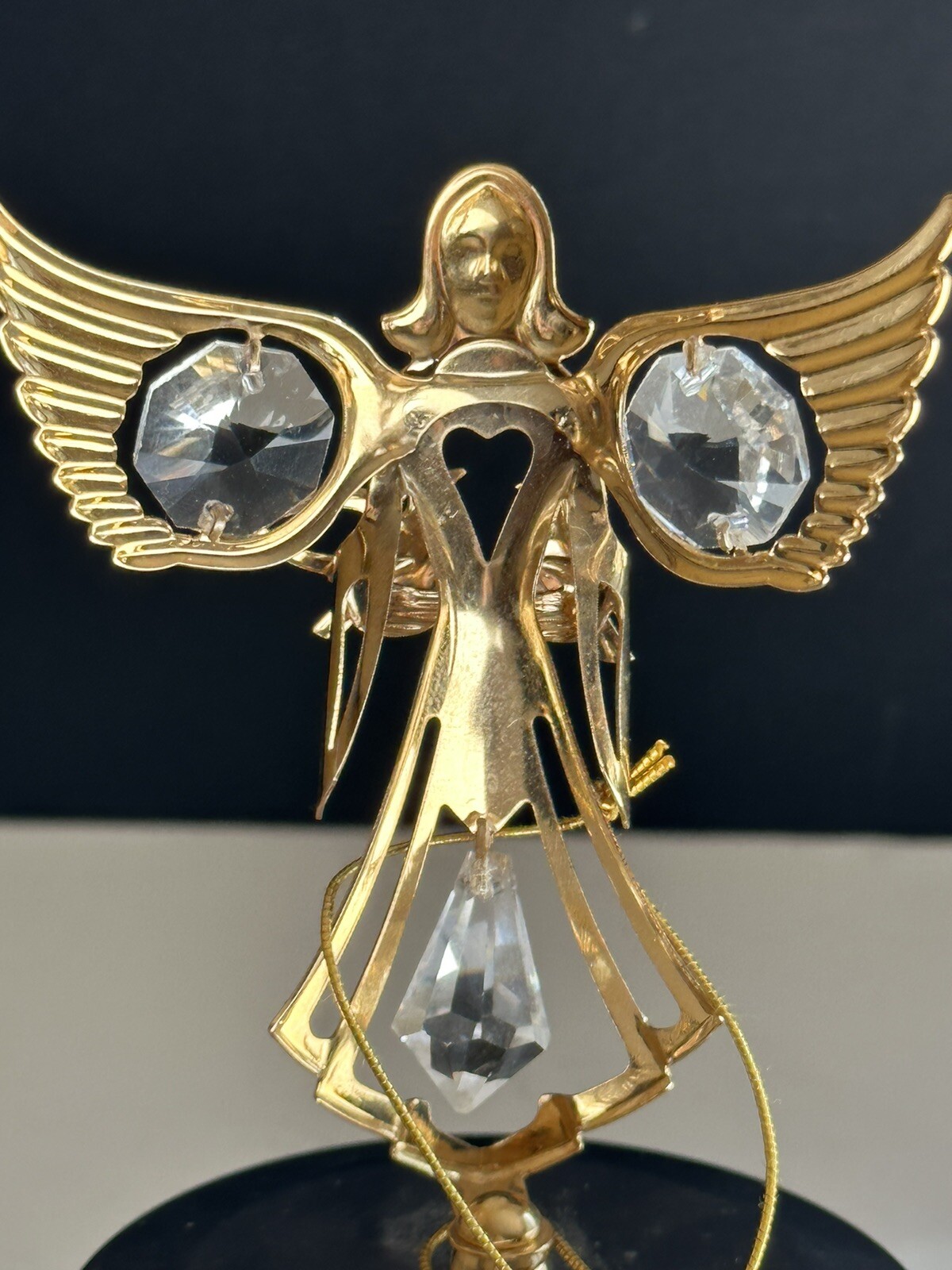 Vtg Angel Music Box USA 24k Gold Plated Austrian Crystals Mascot | eBay ...