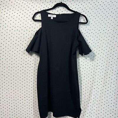 Libby Edelman Size Medium Black Short Sleeve Cold Shoulder Bodycon Dress | eBay