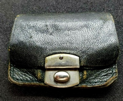 VINTAGE circa 1900's LEATHER POSTAGE STAMP & COIN WALLET W/ METAL LATCH ...